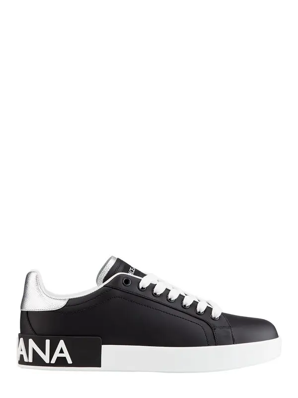 Dolce & Gabbana Leather Low-top Sneakers - Black/silver