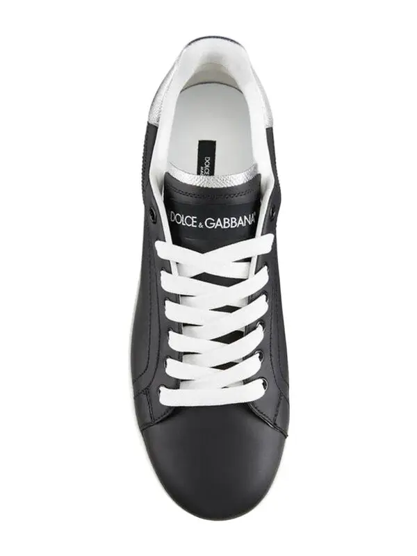 Dolce & Gabbana Leather Low-top Sneakers - Black/silver