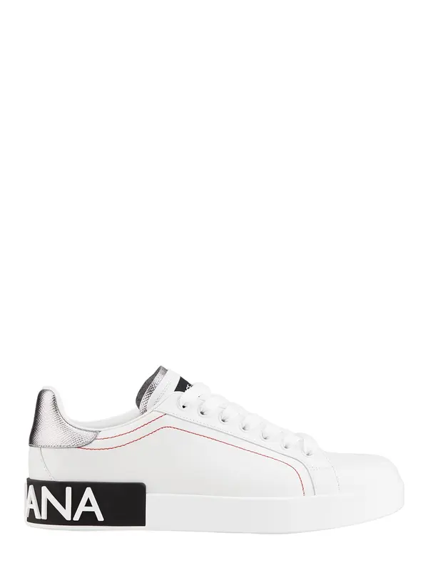 Dolce & Gabbana Leather Low-top Sneakers - White/silver
