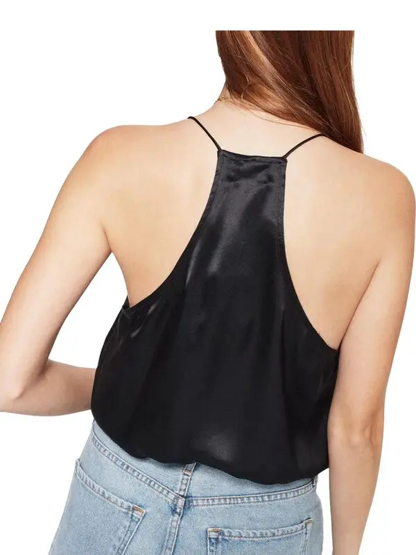 Cami Nyc The Racer Silk Charmeuse Camisole W/ Lace - Black