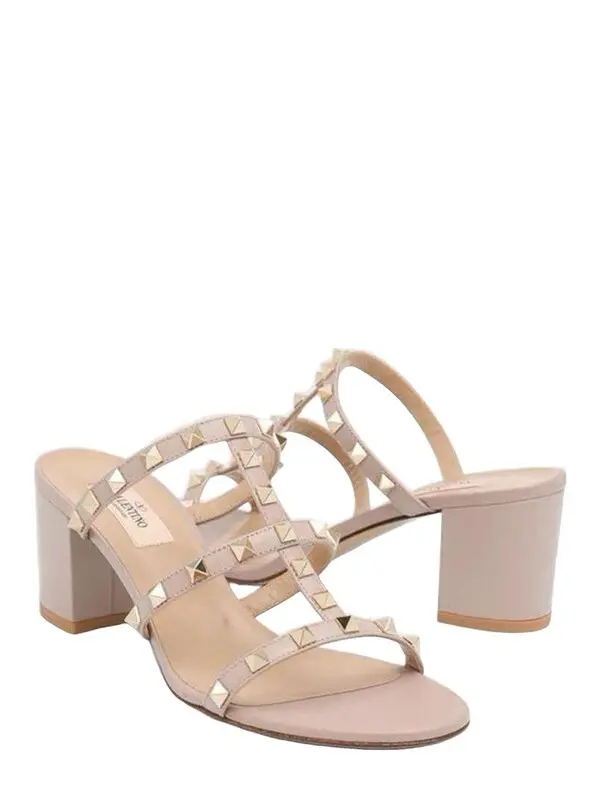 Valentino Garavani Rockstud Caged 60mm Slide Sandals - Poudre