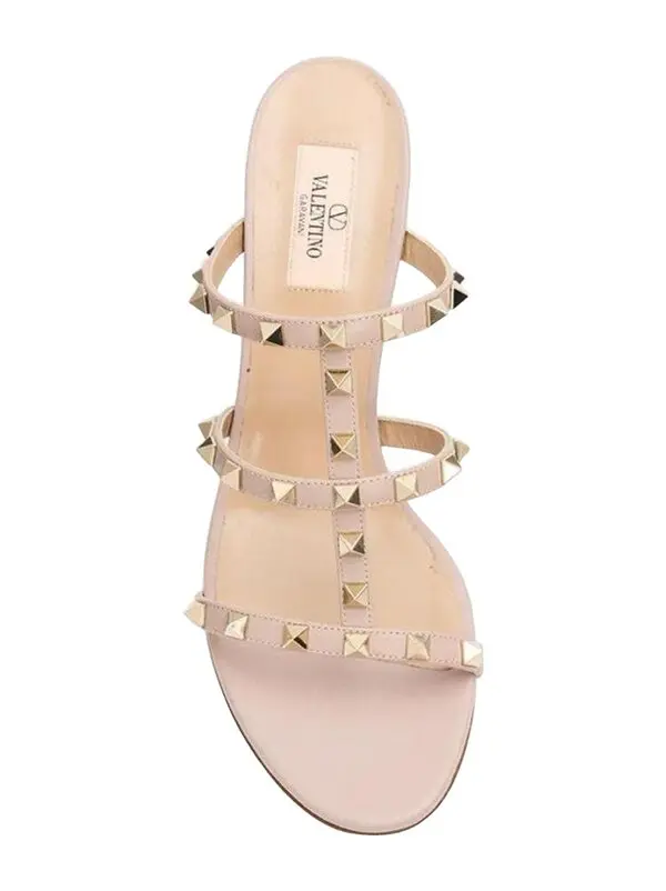 Valentino Garavani Rockstud Caged 60mm Slide Sandals - Poudre