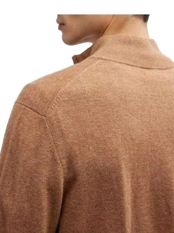 Neiman Marcus Wool-cashmere Quarter-zip Sweater - Camel