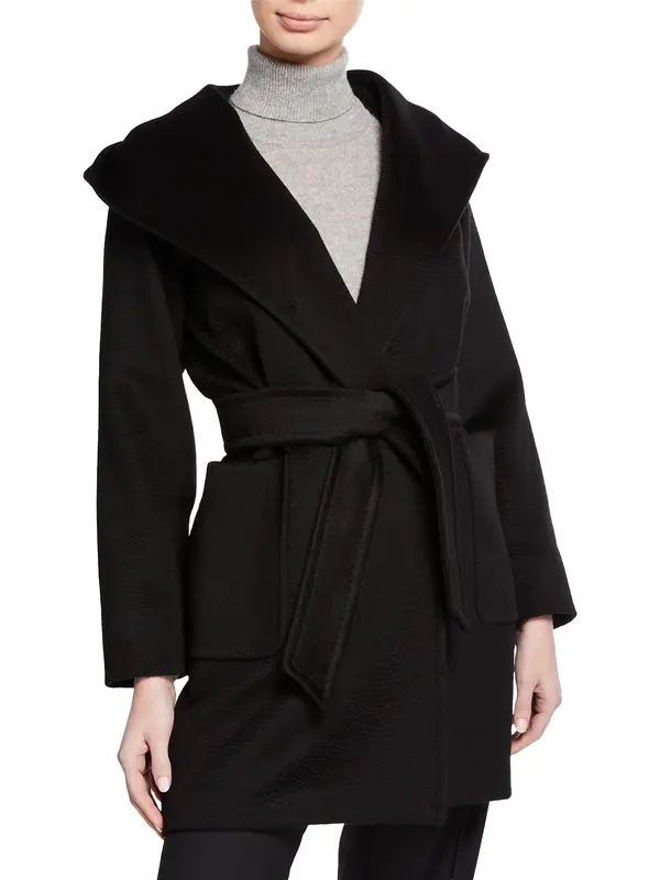 Max Mara Rialto Camel Hair Belted Coat - Black