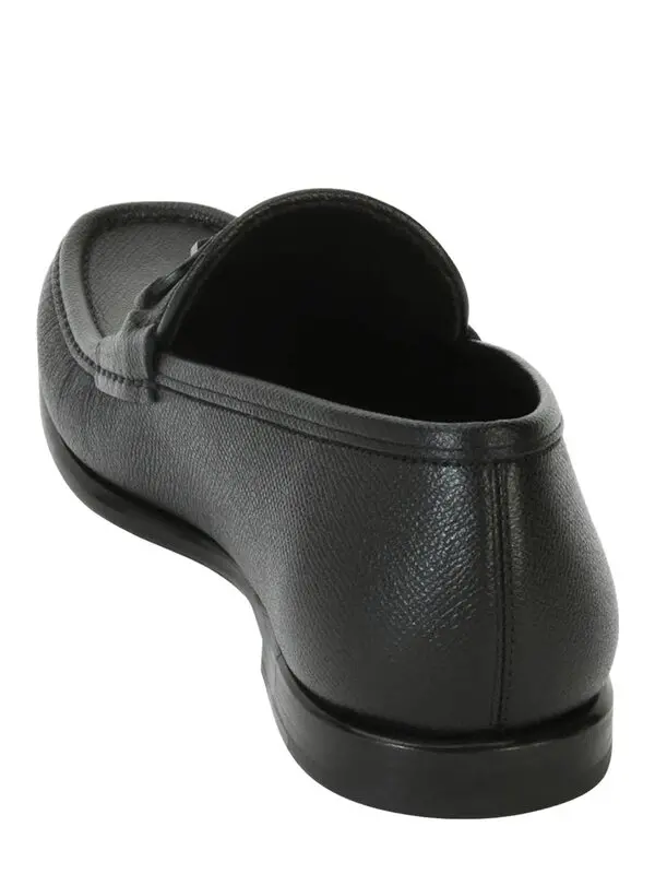 FERRAGAMO Crown Gancini Leather Loafers - Black