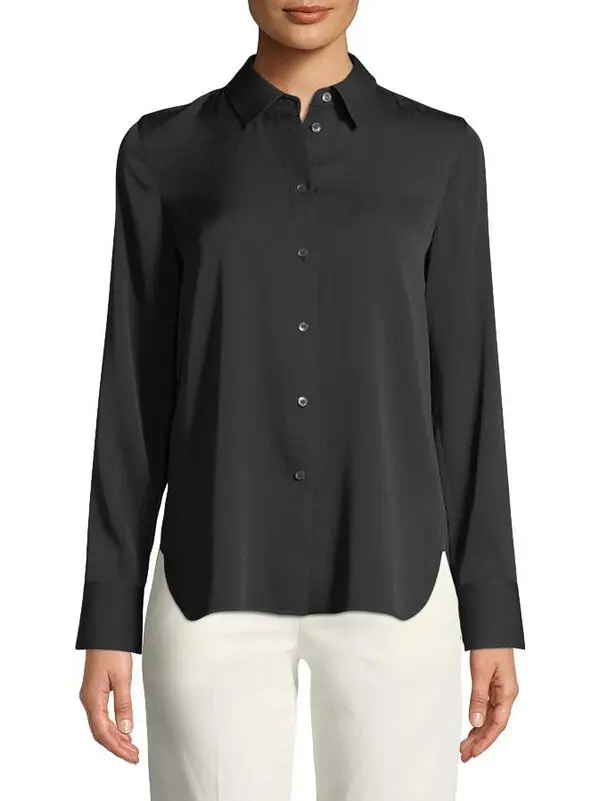Vince Slim-fit Long-sleeve Stretch-silk Blouse - Coastal