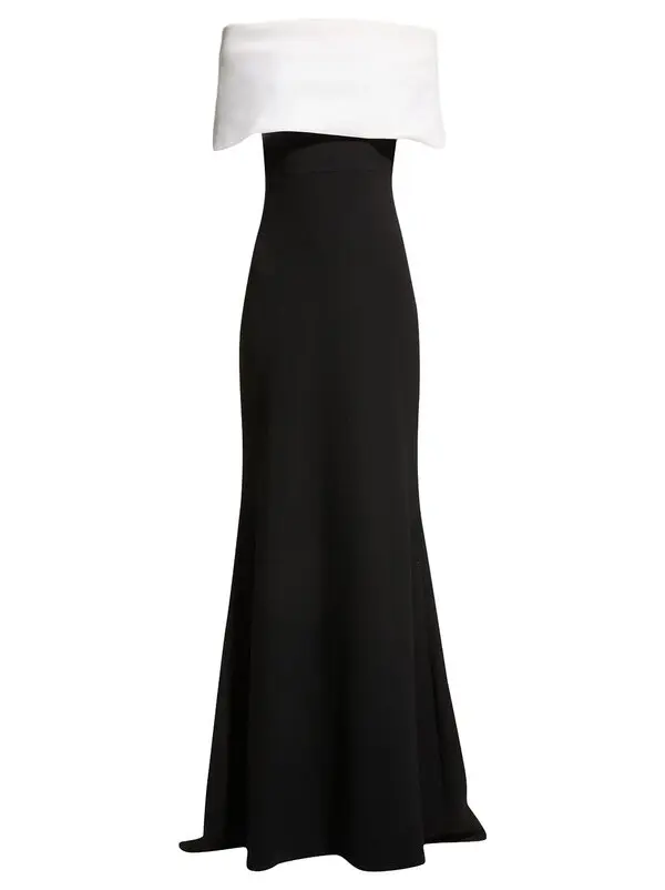 Lela Rose Off-the-shoulder Two-tone Gown - Black/white