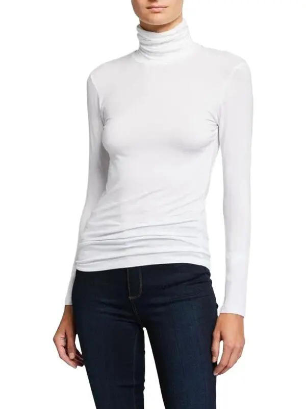 Majestic Filatures Viscose Jersey Turtleneck - Blanc