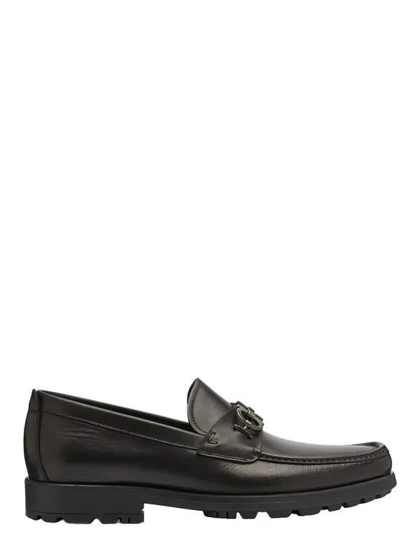 FERRAGAMO David Leather Lug-sole Loafers - Black