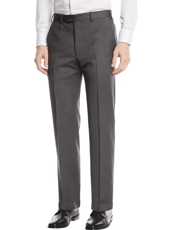 Emporio Armani Basic Flat-front Trousers - Gray
