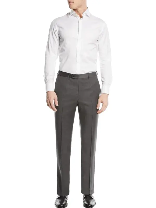 Emporio Armani Basic Flat-front Trousers - Gray