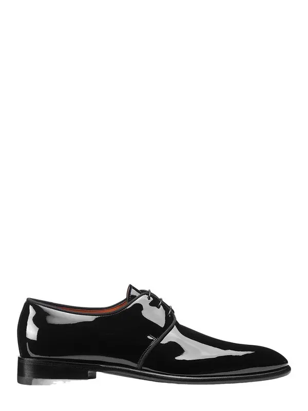 Santoni Isogram Patent Leather Derby Shoes - Black