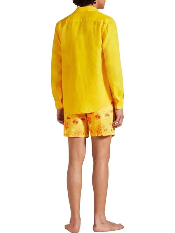 Vilebrequin Apos;s Caroubis Solid Linen Sport Shirt - Maize
