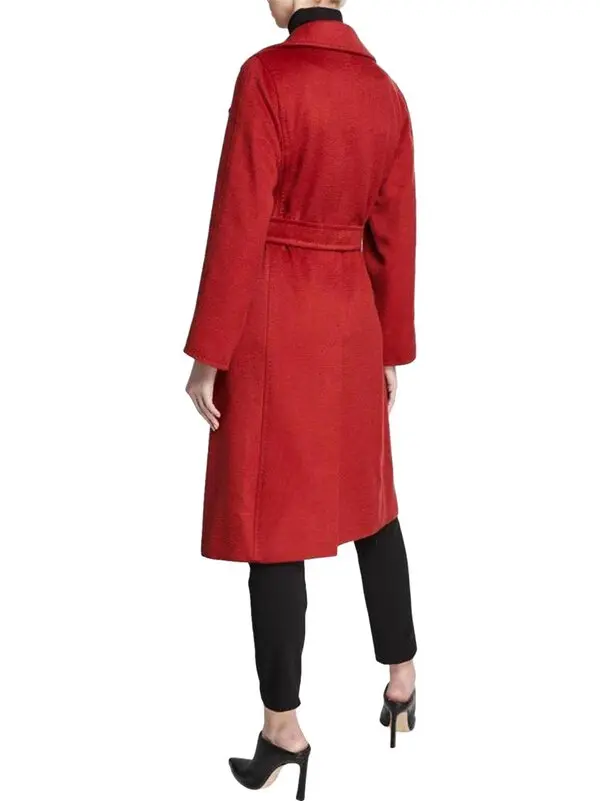 Max Mara Manuela Camel Hair Belted Wrap Coat - Red