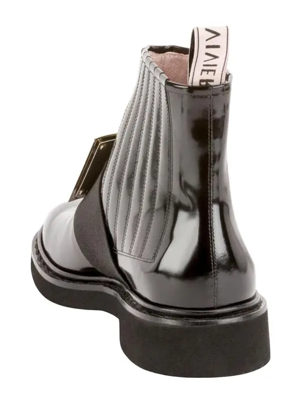 ROGER VIVIER Viv Ranger Patent Leather Booties - Black
