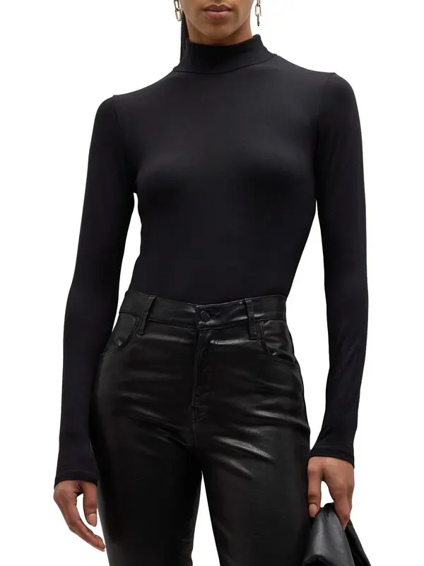 Majestic Filatures Soft Touch Mock Turtleneck Top - Black