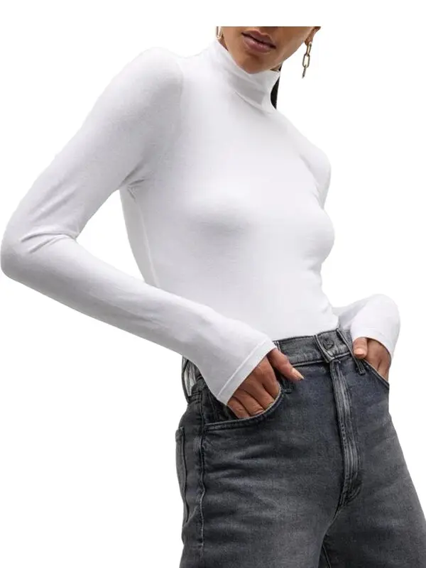 Majestic Filatures Soft Touch Mock Turtleneck Top - White