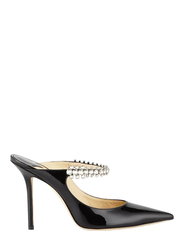 JIMMY CHOO Patent Leather Pumps With Crystal Strap - Black