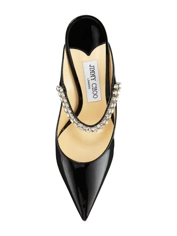 JIMMY CHOO Patent Leather Pumps With Crystal Strap - Black