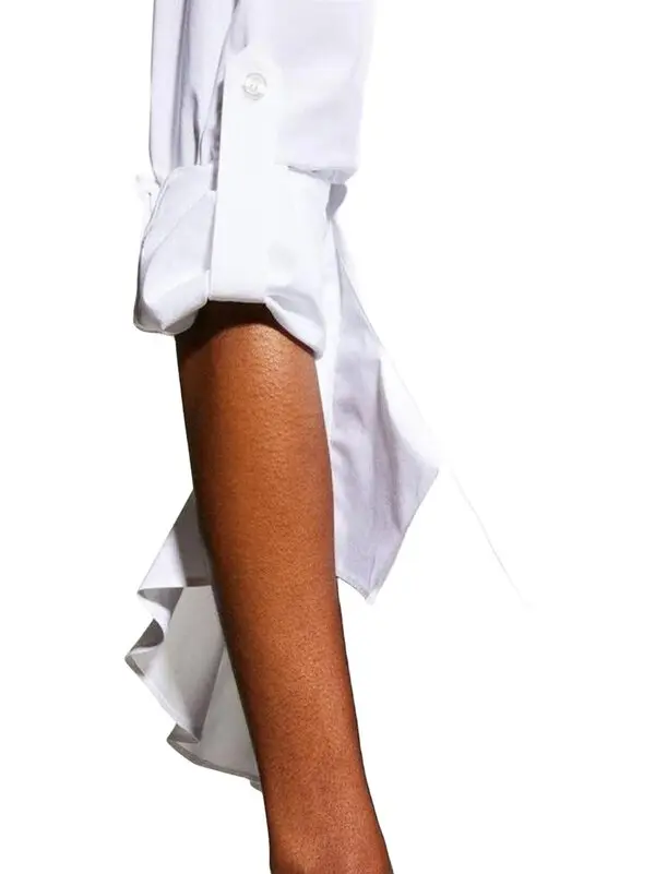 Finley Agatha Side-flounce Poplin Shirt - White