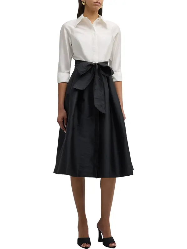 Rickie Freeman For Teri Jon Two-tone Taffeta Shirtdress - Black Whit