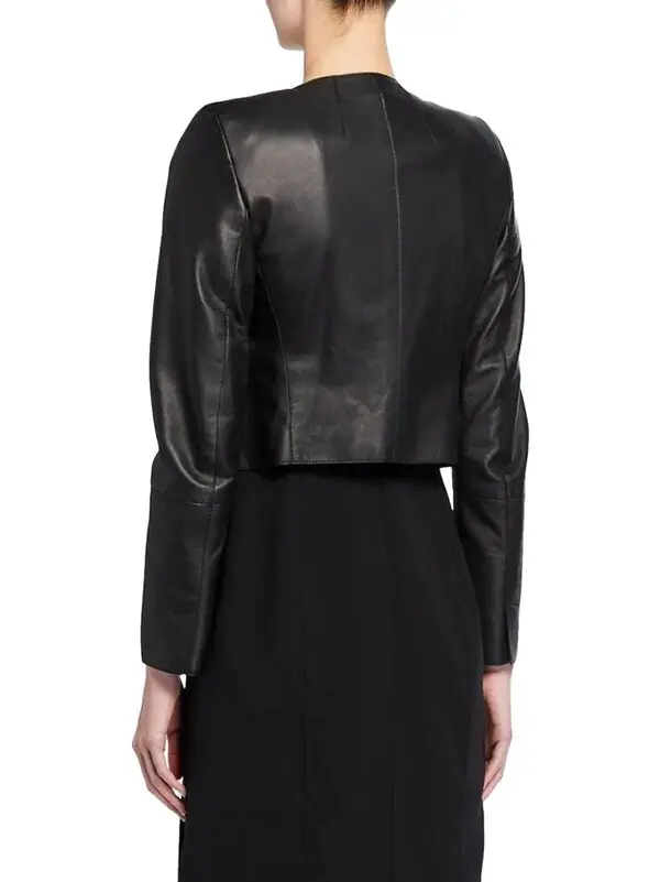 Akris Hasso Cropped Napa Leather Jacket - Black