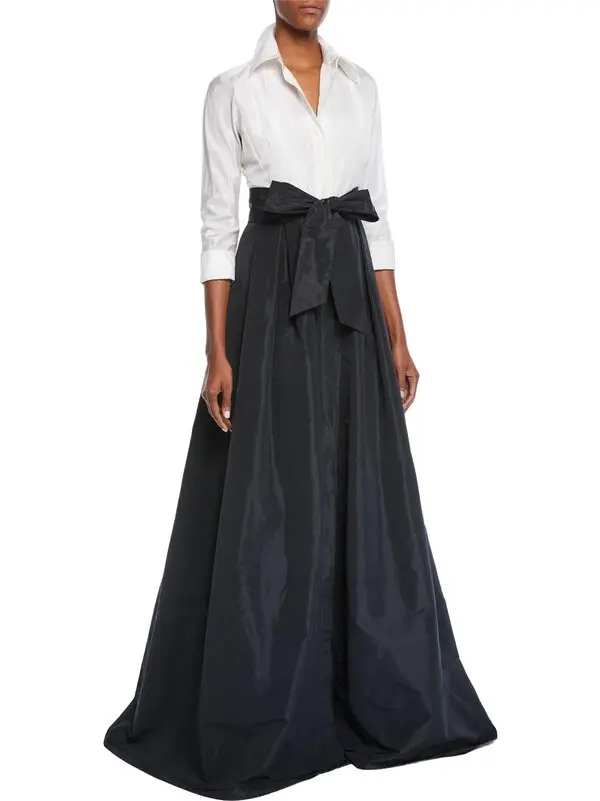 Rickie Freeman For Teri Jon Two-tone Taffeta Gown - Black/white