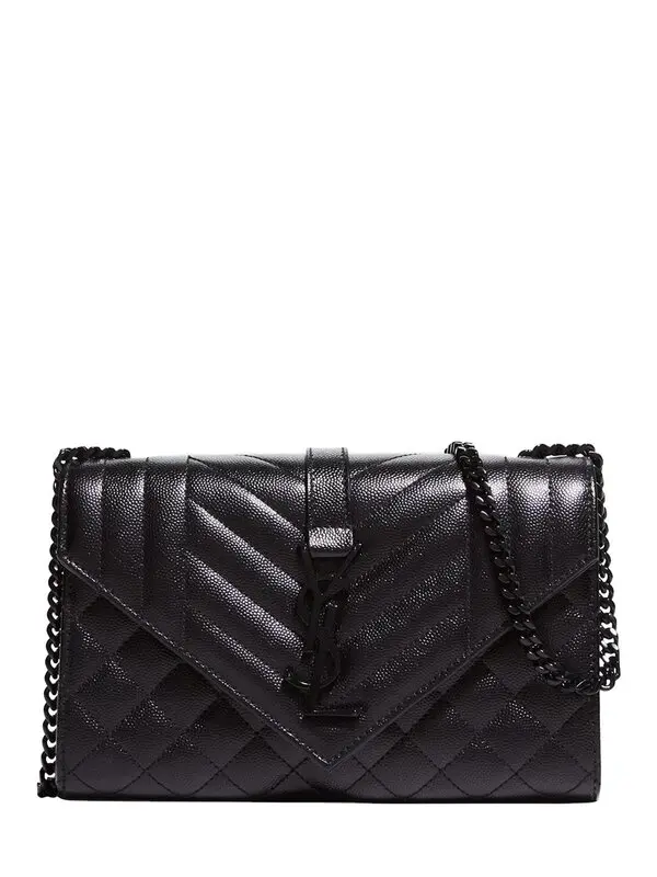 Saint Laurent Envelope Triquilt Small Shoulder Bag - Black