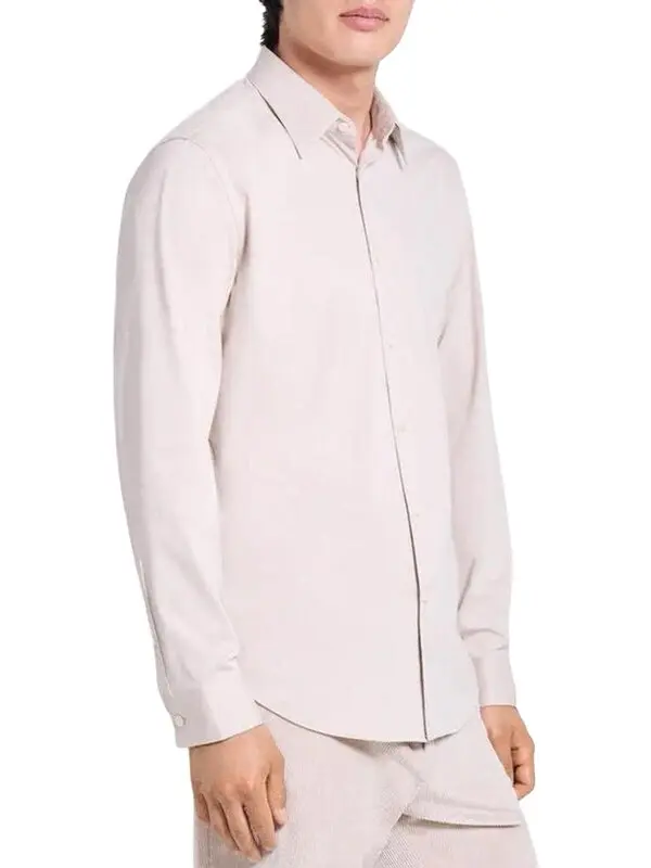 Theory Apos;s Sylvain Shirt In Structure Knit - Silver Stone