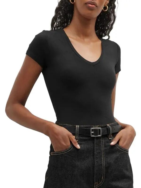 Majestic Filatures Soft Touch V-neck Tee - Black