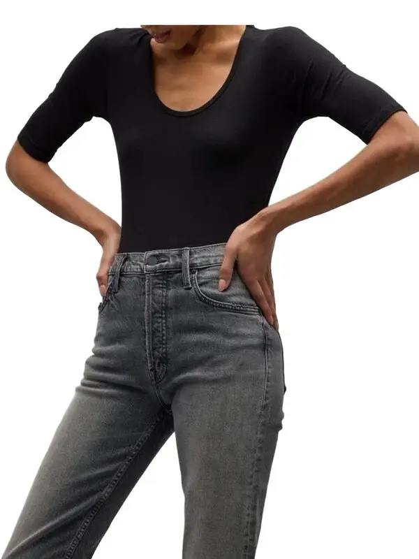 Majestic Filatures Soft Touch Half-sleeve Top - Black