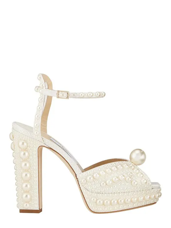 JIMMY CHOO Sacaria 120mm Platform Sandals - White/white