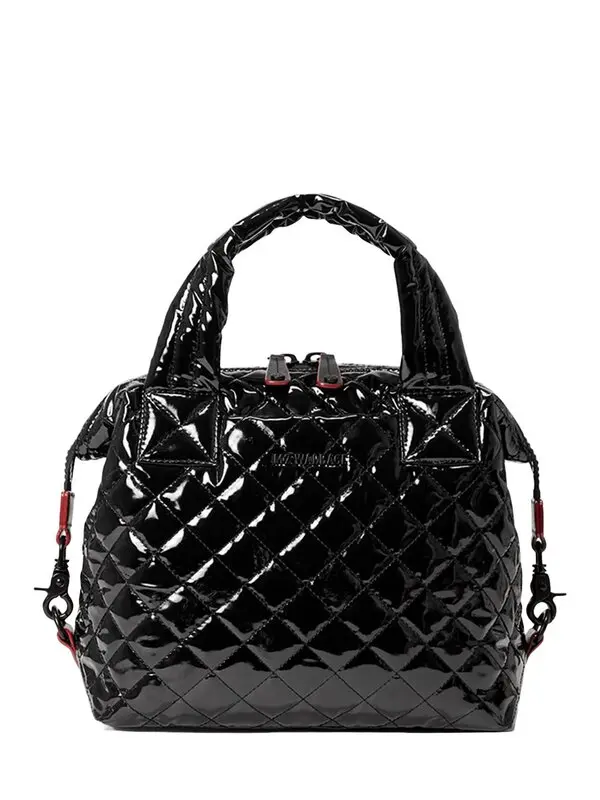 Mz Wallace Small Patent Quilted Sutton Deluxe Bag - Black Lacquer Oxford