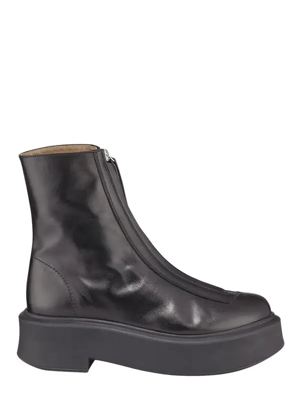 THE ROW Zipped Leather Boots - Black