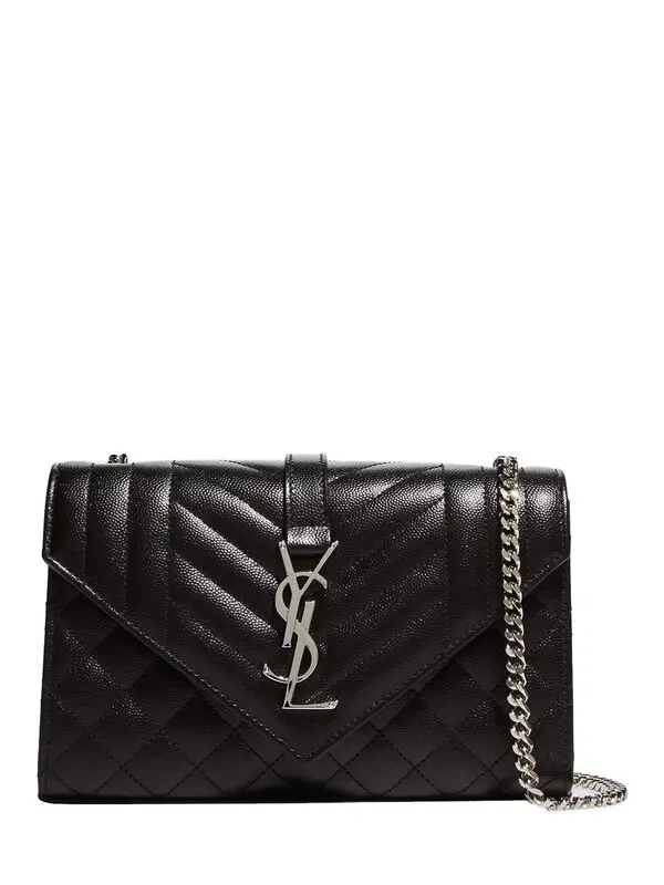 Saint Laurent Envelope Triquilt Small Shoulder Bag - Black