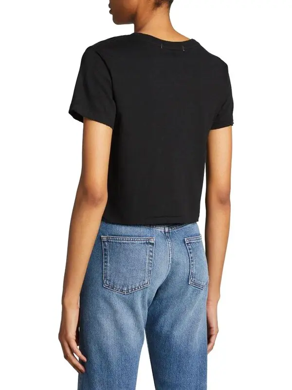 AMO Babe Cropped Crewneck Tee - Black