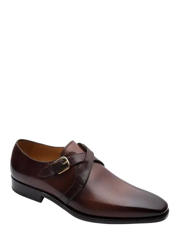 PAUL STUART Galante Cross-strap Loafers - Auburn