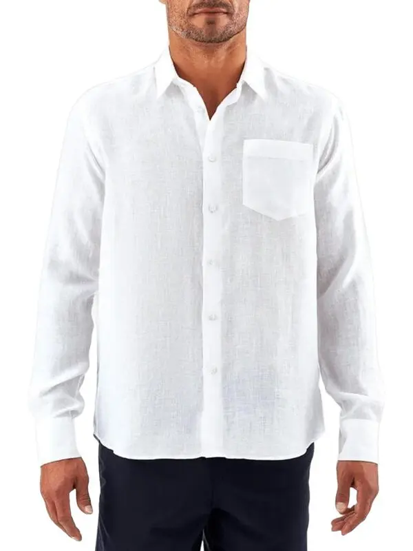 Vilebrequin Caroubis Linen Pocket Sport Shirt - White