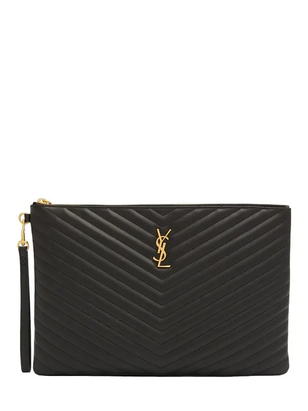 Saint Laurent Monogram Large Pouch - Black