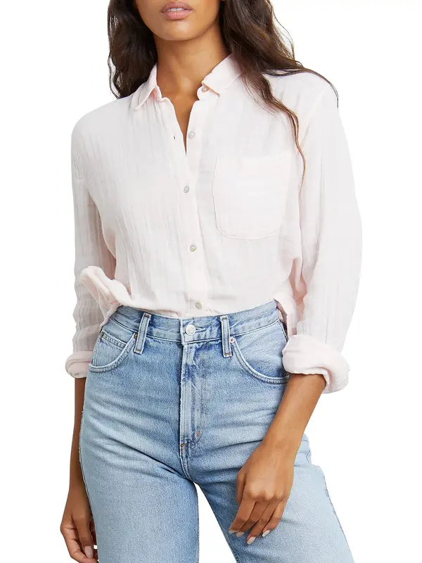Rails Ellis Gauze Button-down Shirt - Petal