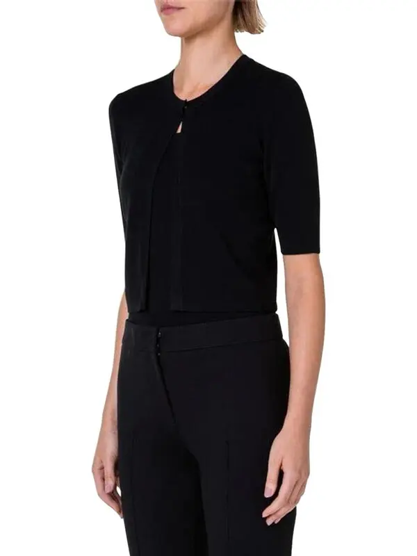 Akris Knit Half-sleeve Cardigan - Black
