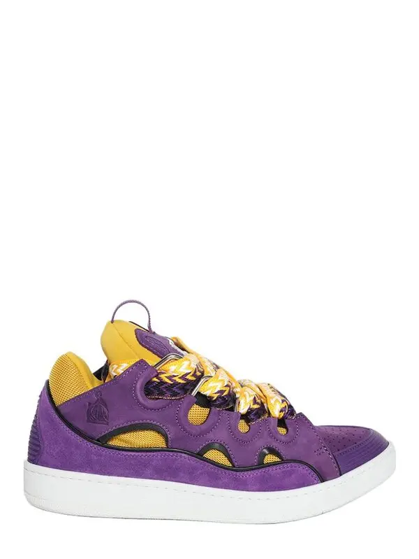 LANVIN Curb Leather Sneakers - Purple And Yellow