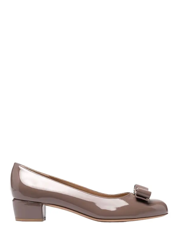 FERRAGAMO 30mm Bow-detail Block-heel Pumps - Brown