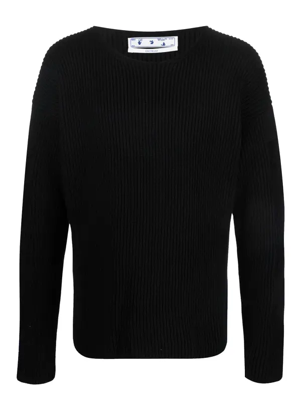 Off-White Diag Stripe Round-neck Jumper - Black