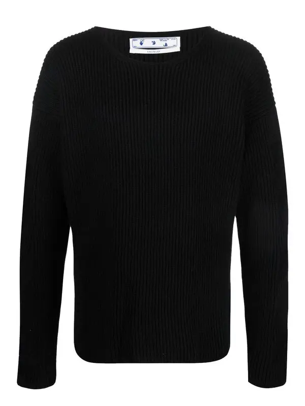 Off-White Diag Stripe Round-neck Jumper - Black