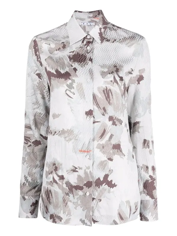 Off-White Camouflage-print Long-sleeve Shirt - Grey