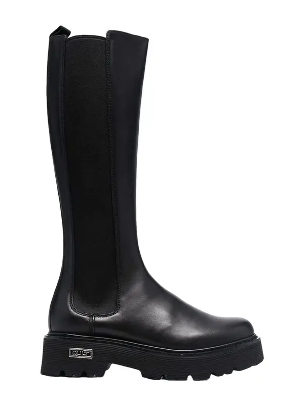 CULT Chunky Leather Knee-length Boots - Black