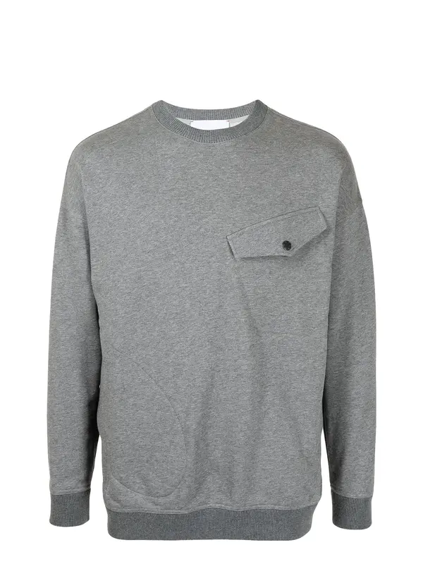 PORTS V Chest Flap-pocket Jumper - Grey