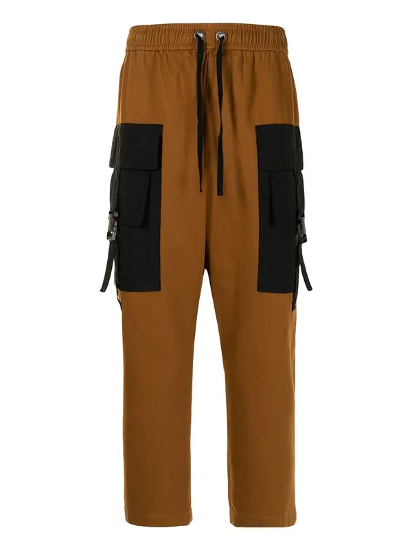 PORTS V Contrasting Panel Cropped Trousers - Brown