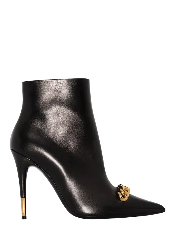TOM FORD Iconic Chain 105mm Ankle Boots - Black